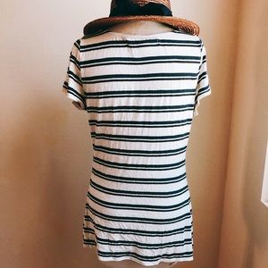 Max Studio | Tops | Max Studio Lino Stripe Drapey Neck Tee | Poshmark